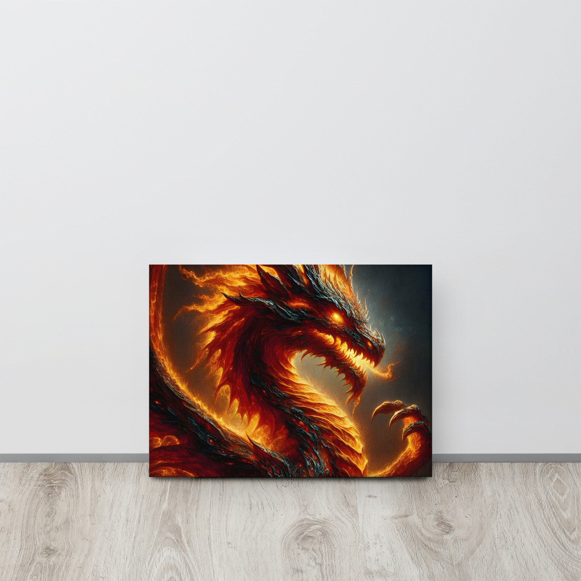Molten Dragon Canvas Wall Art, Lava Dragon, Ready to Hang Home Decor - Etsy