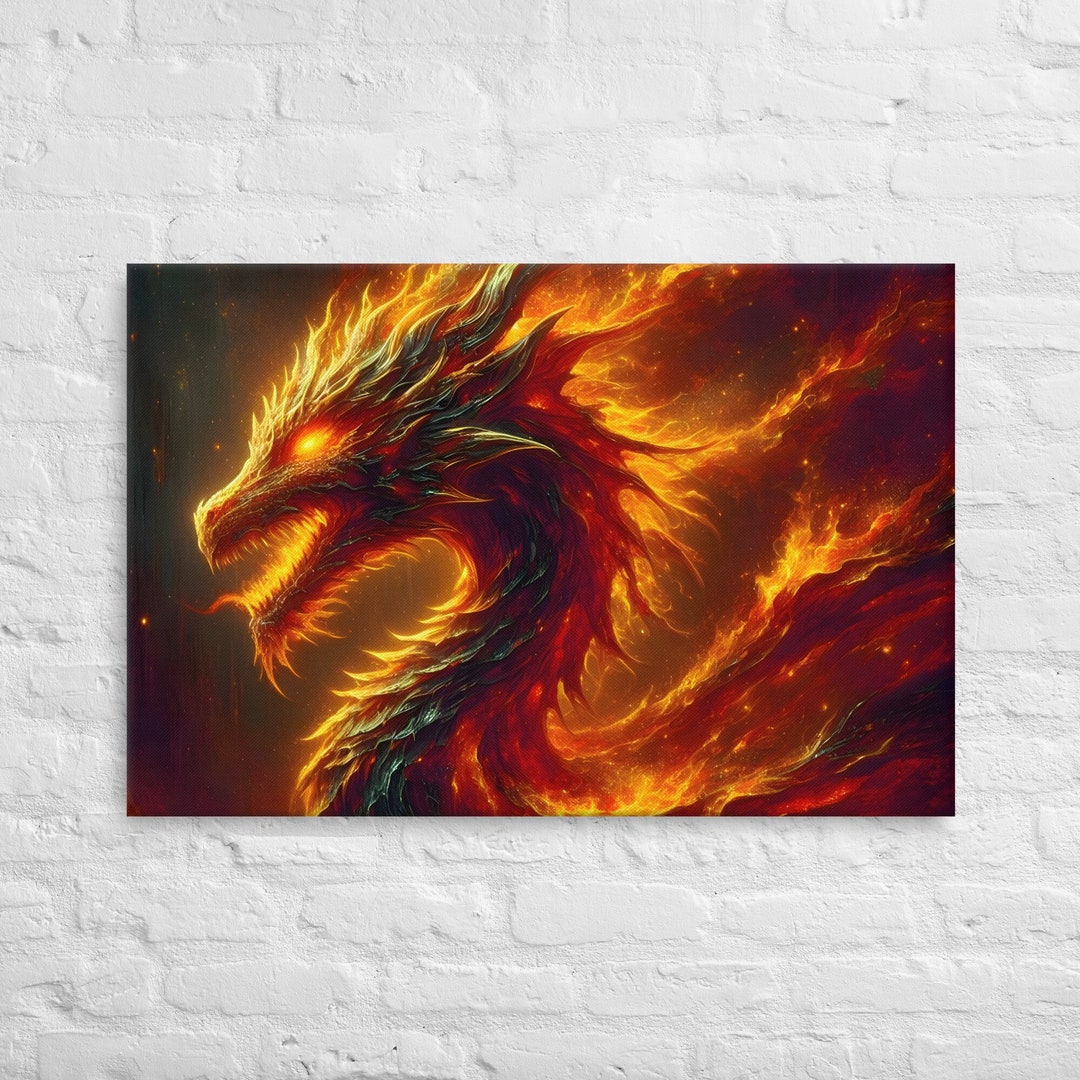 Molten Dragon Canvas Wall Art, Lava Dragon, Ready to Hang Home Decor - Etsy