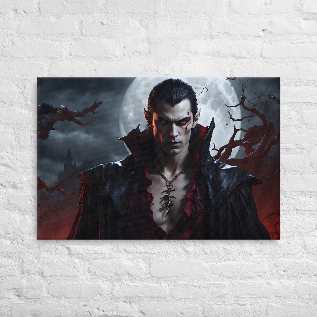 Vampire Gothic Canvas Wall Art, Moonlit Vampire Art, Ready to Hang Home ...