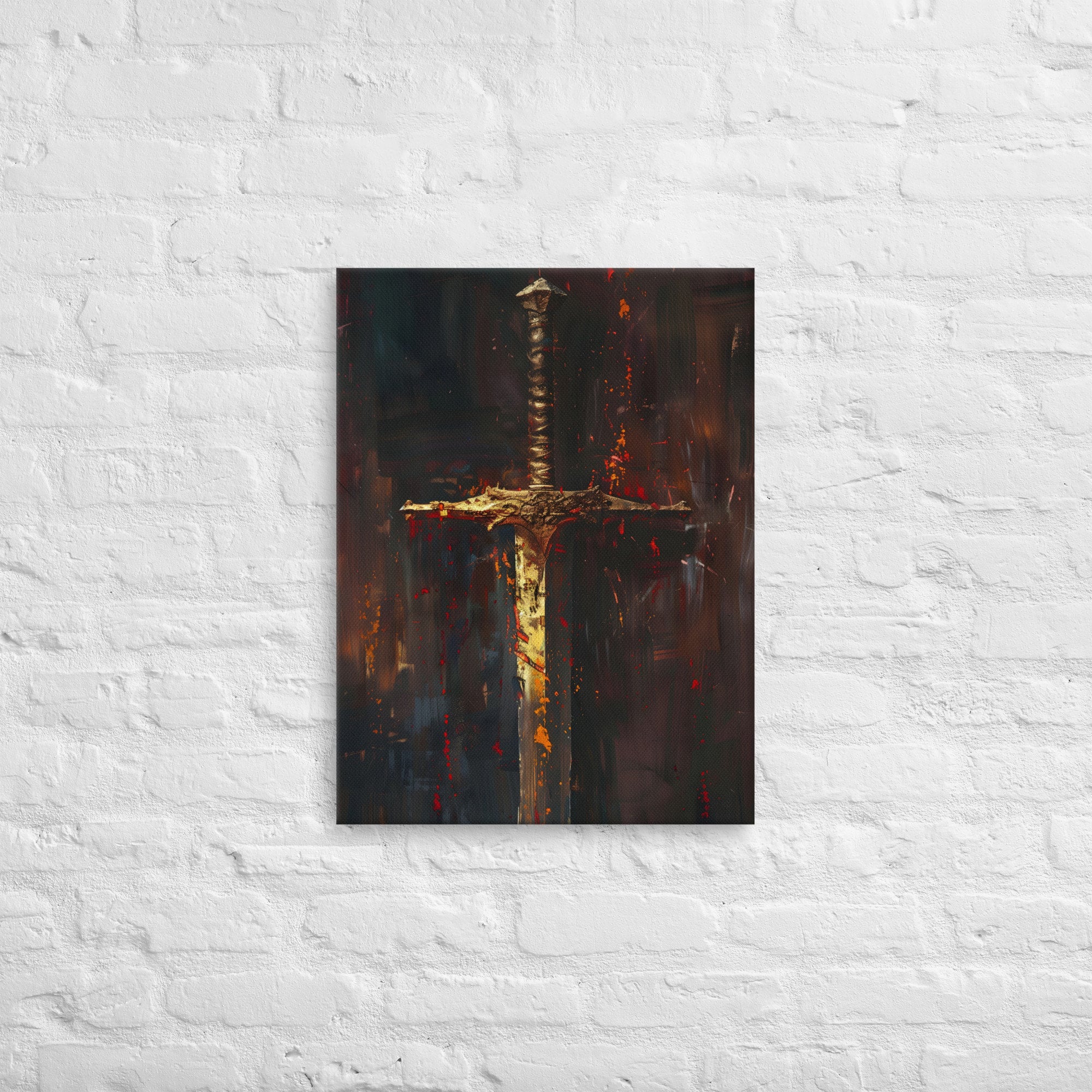 Medieval Sword Oil Painting Canvas Print Timeless Tribute to Chivalry ...
