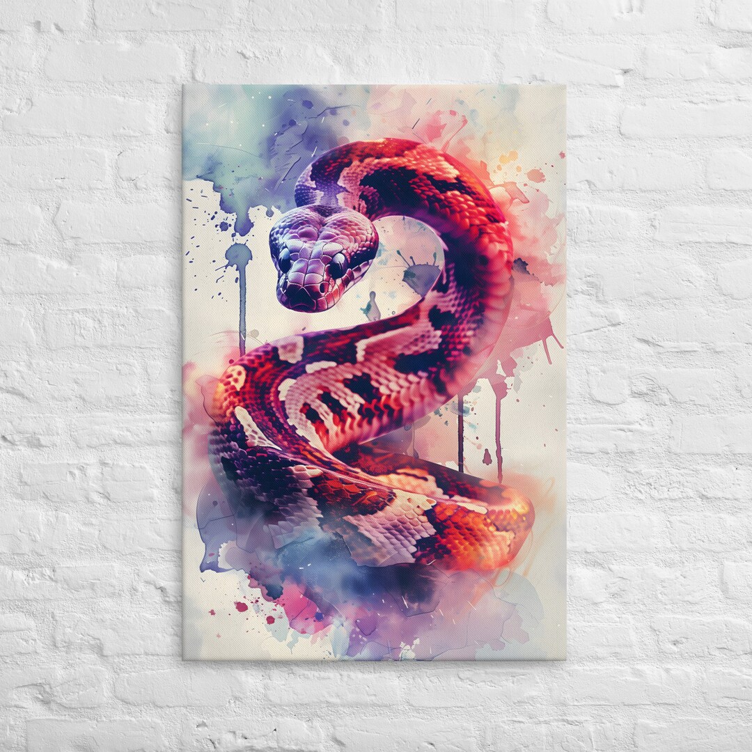 Vibrant Snake Splash - Abstract Colorful Reptile Canvas Wall Art Print ...