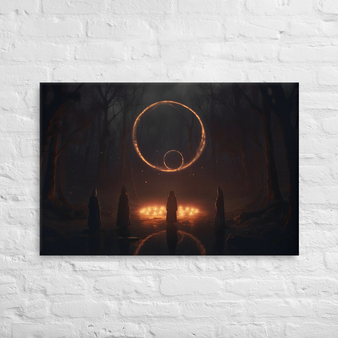 Witchcore Canvas Wall Art, Ritual in the Woods Alter, Ready to Hang ...