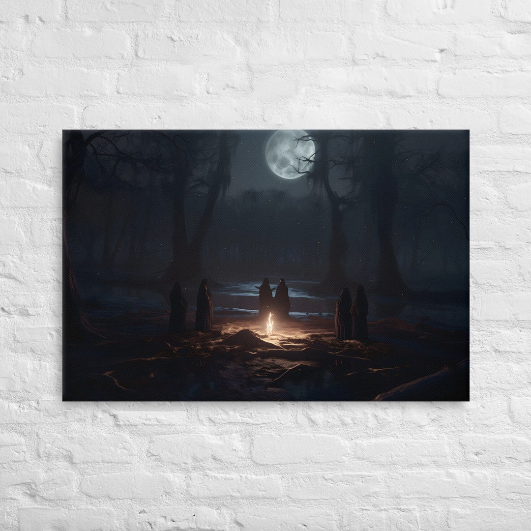 Witchcore Canvas Wall Art, Ritual in the Woods Alter, Ready to Hang ...