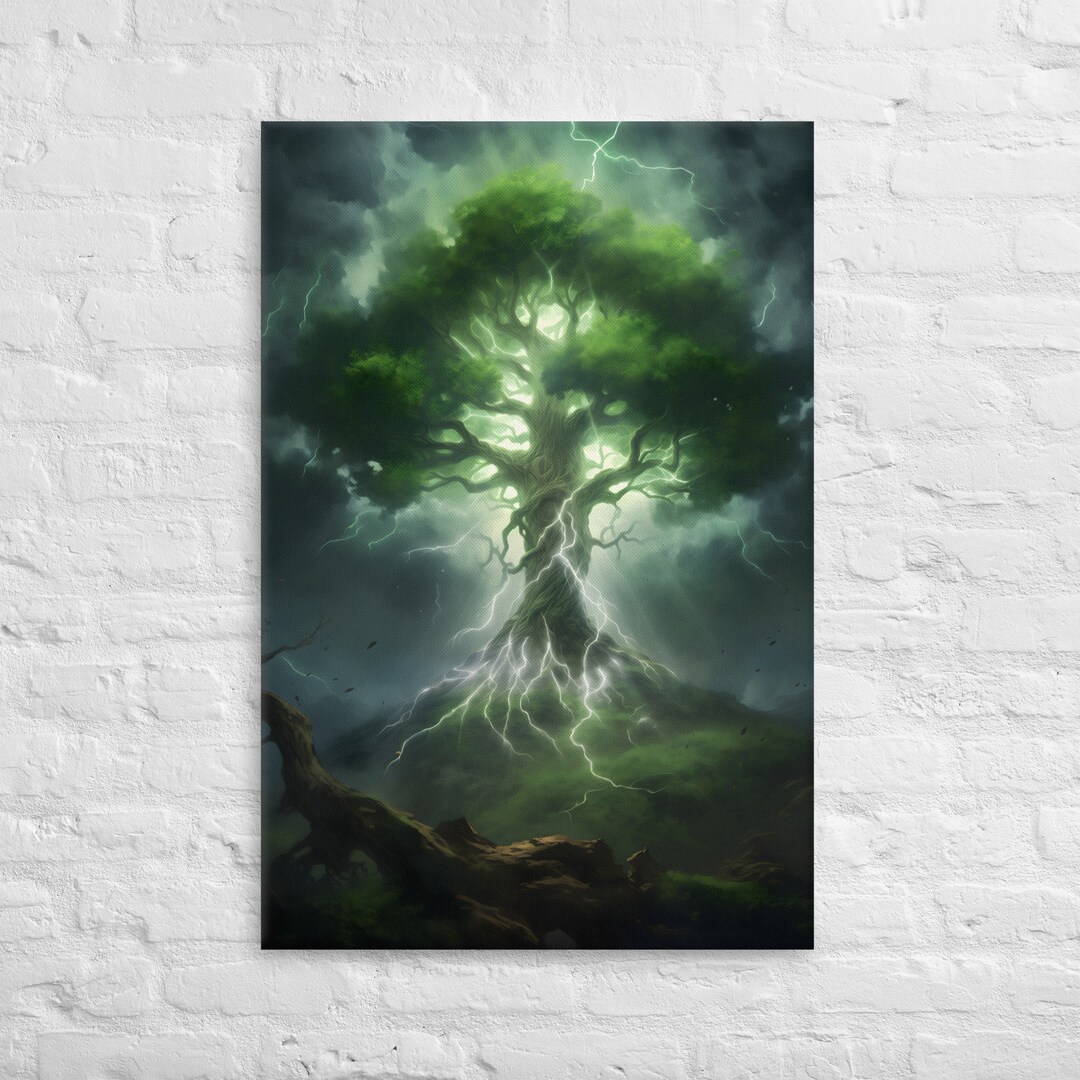 Tree of Life Electrified, Lightning Striking Tree, Ready to Hang Home ...