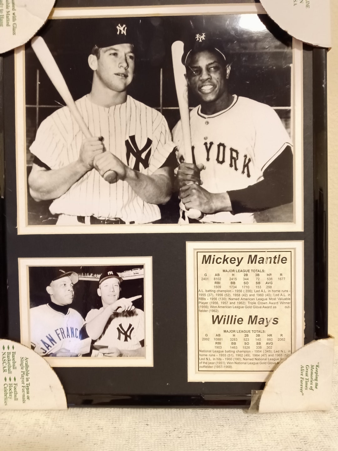 Mickey Mantle Poses With Willie Mays - Etsy