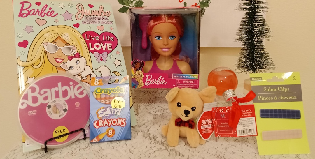 Barbie Styling Head Doll Set: Plush Puppy, Crayons, DVD & More - Etsy