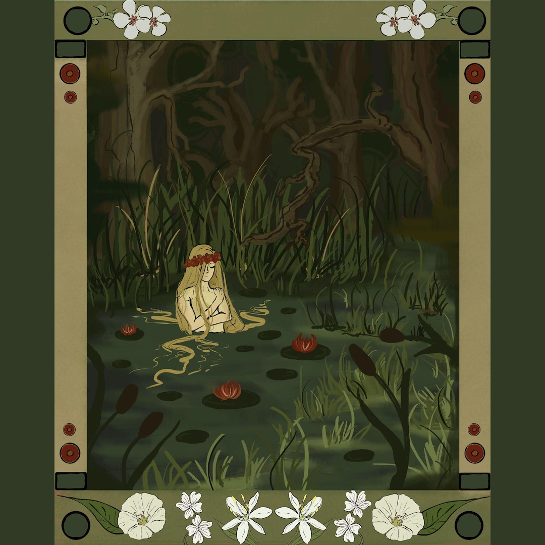 Rusalka Printable Wall Art, Slavic Mythology Hand-drawn Illustration ...