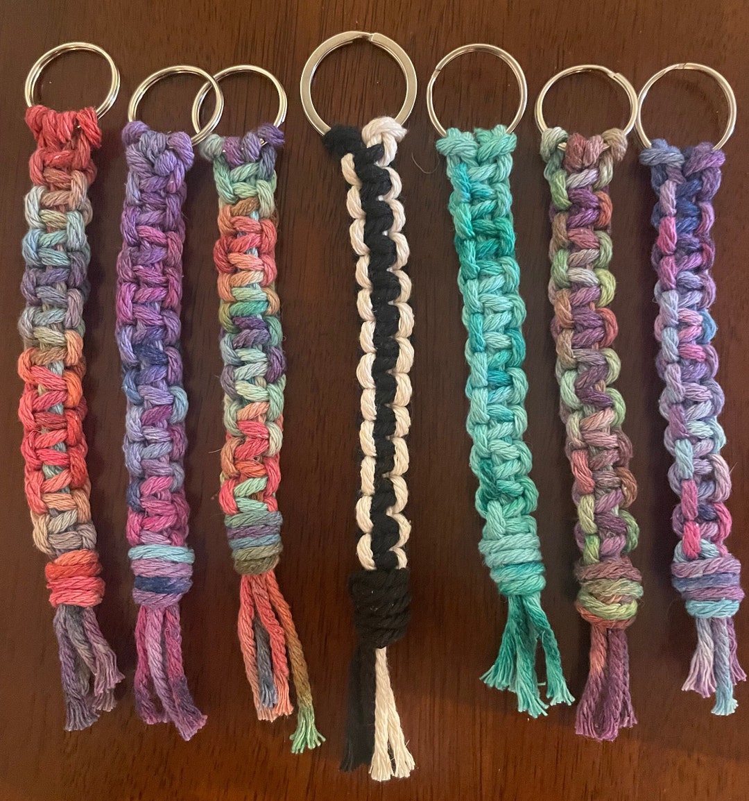Tie Dyed Macrame Keychains - Etsy