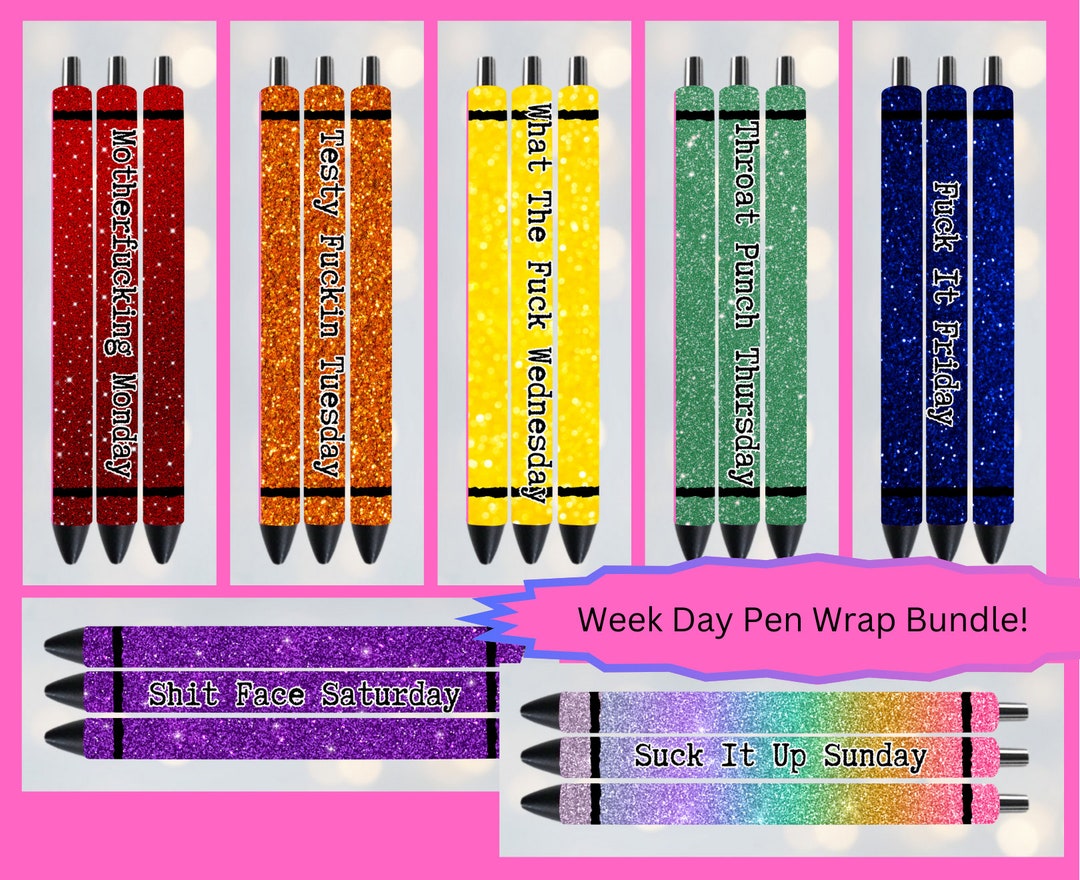 Pen Day Wraps Week Day Funny Pen Wraps Digital Download PNG 300 DPI - Etsy