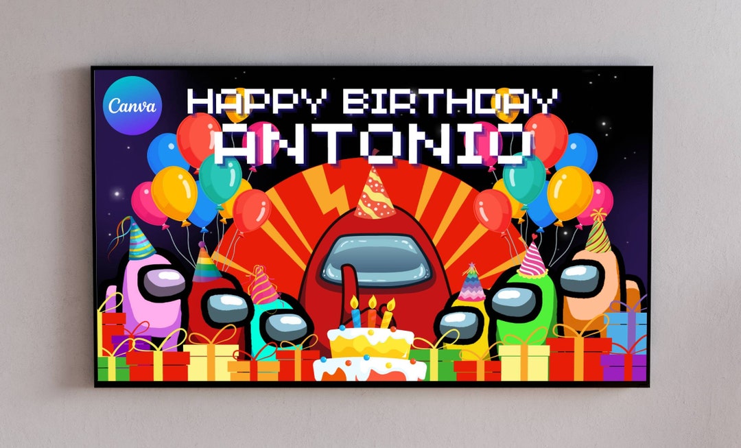 EDITABLE Samsung Frame TV Among Us Birthday Frame / Among Us Party ...
