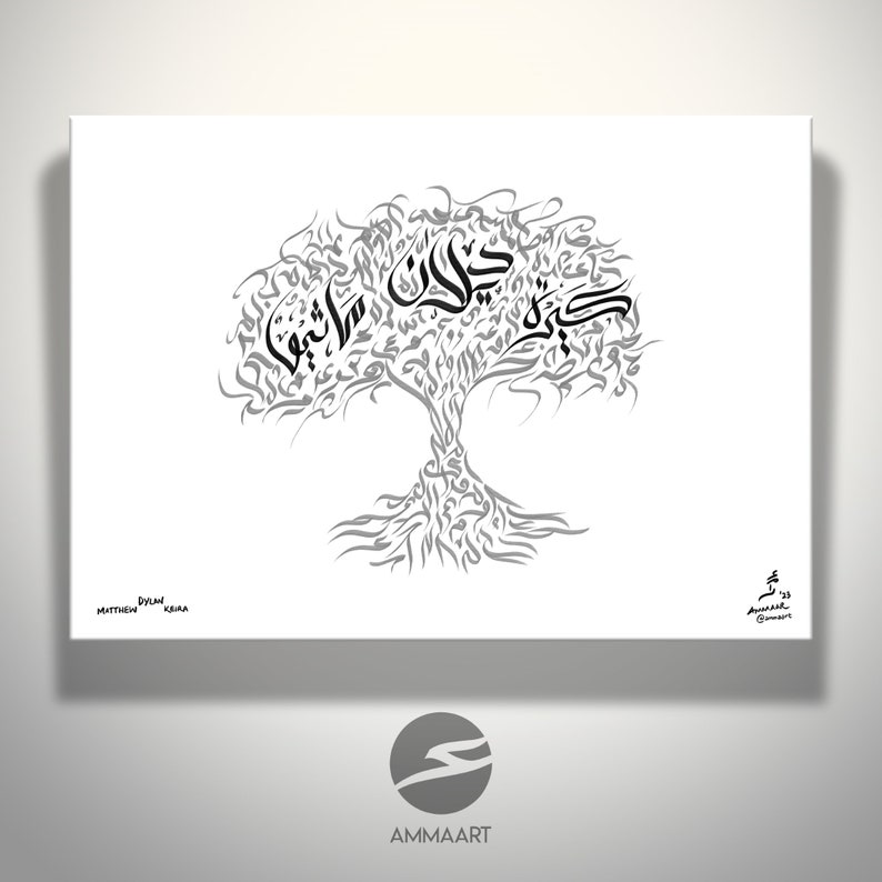 Custom Arabic Calligraphy - Familiy Tree Style, Digital Printable Wall ...