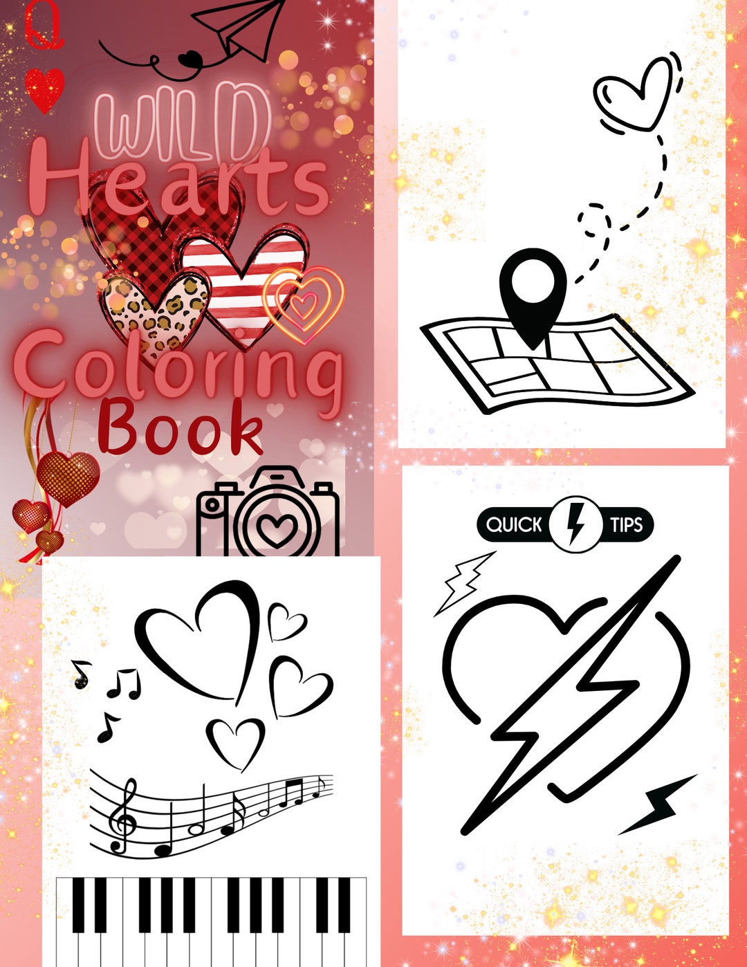 Wild Hearts Coloring Book, Instant Download, Printable Coloring ...