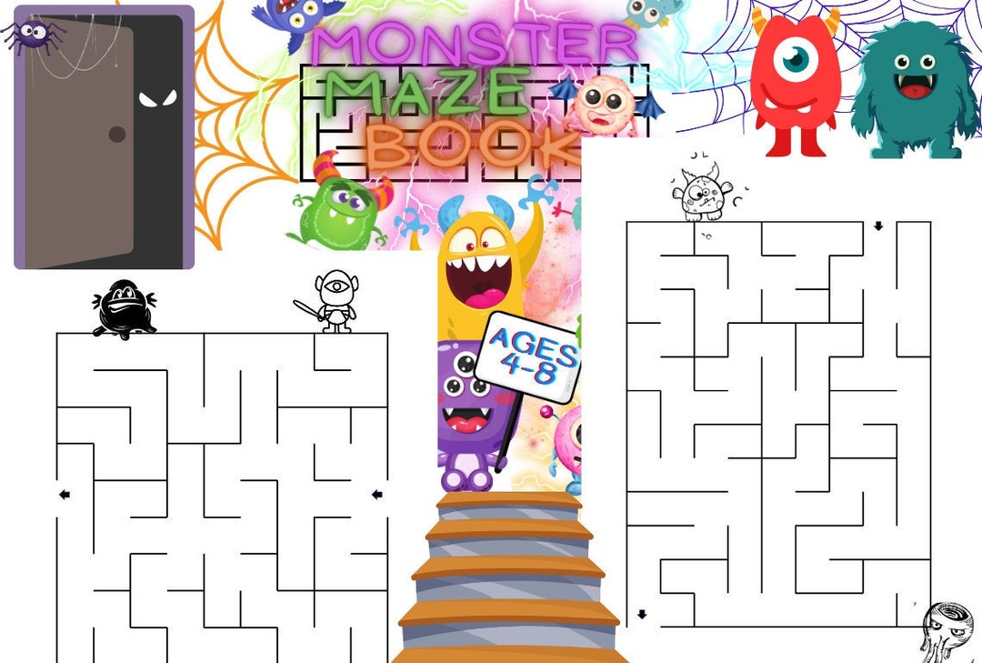 Monster Maze Book, Mazes for Kids, Activity Book for Kids, Kids ...