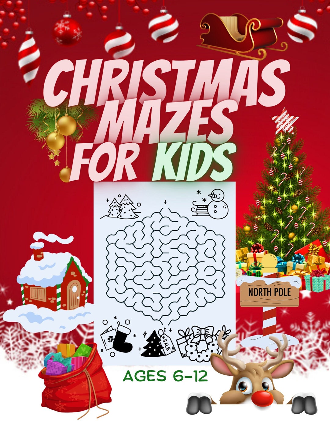 Christmas Mazes for Kids, Maze Book - Etsy
