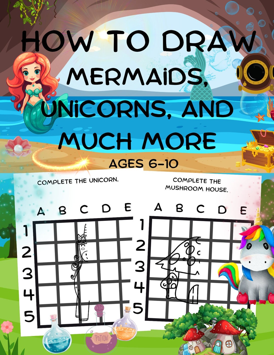 How to Draw Mermaids, Unicorn, and Much More - Etsy