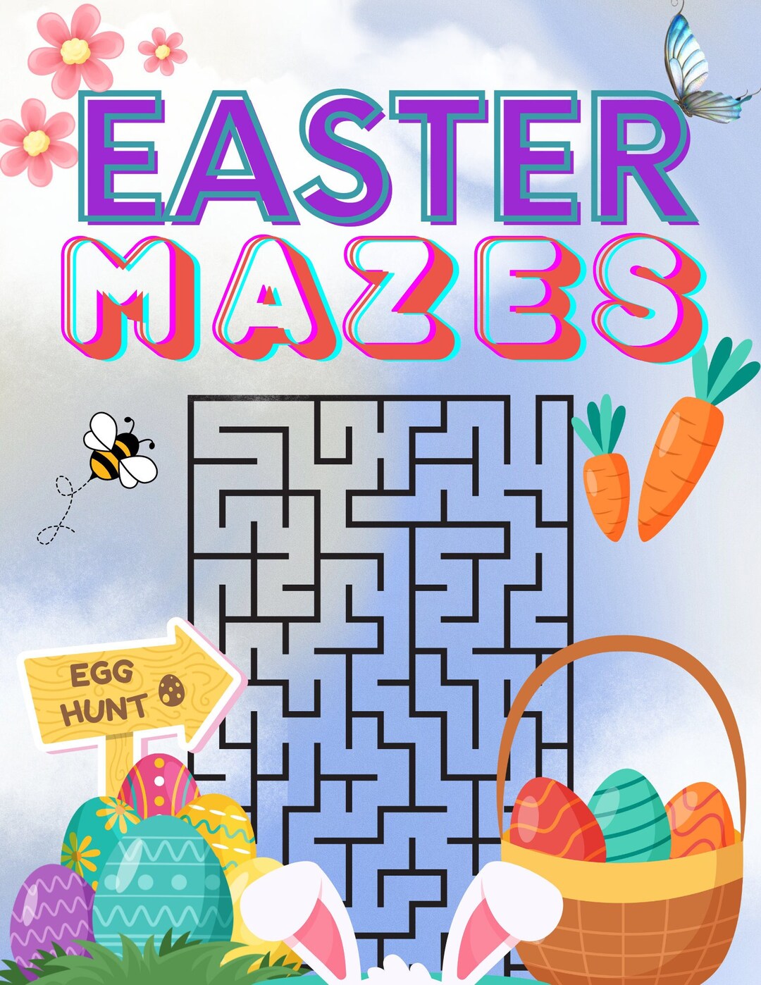 Easter Mazes, Easter Activity Book for Kids, Maze Puzzle Book, Digital ...
