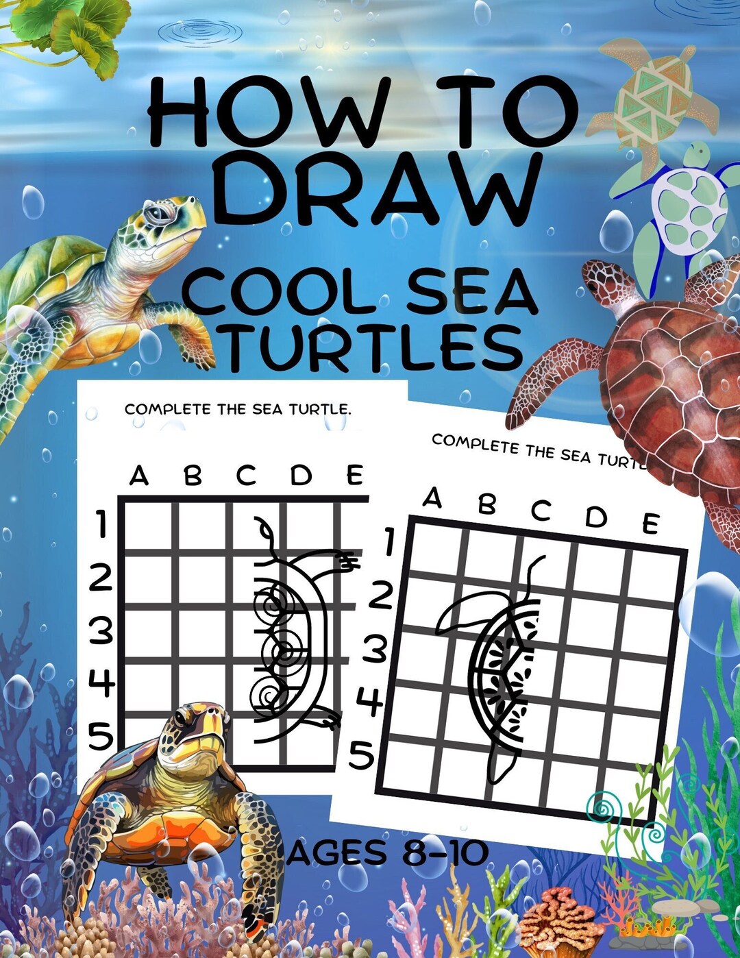 How to Draw Cool Sea Turtles, Learn How to Draw, Cute Animals Drawing ...