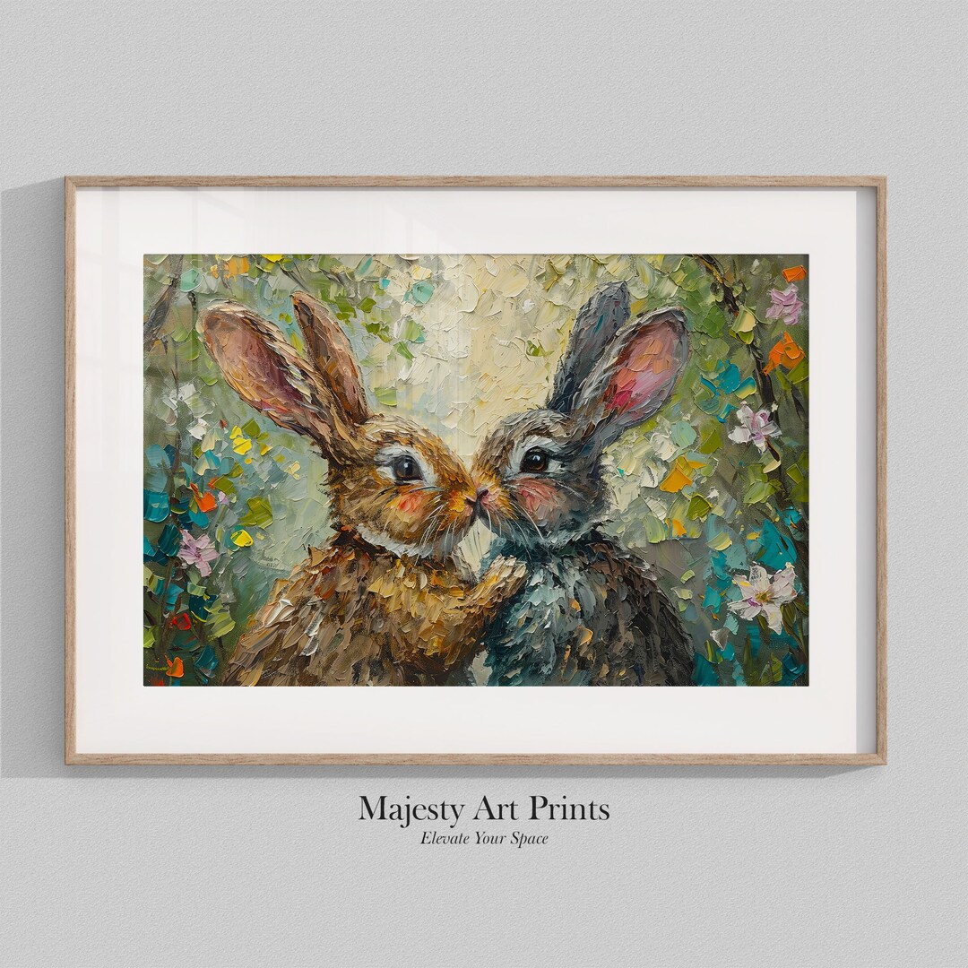 Charming Bunny Portrait, Adorable Rabbit Canvas Print, Animal Artwork ...