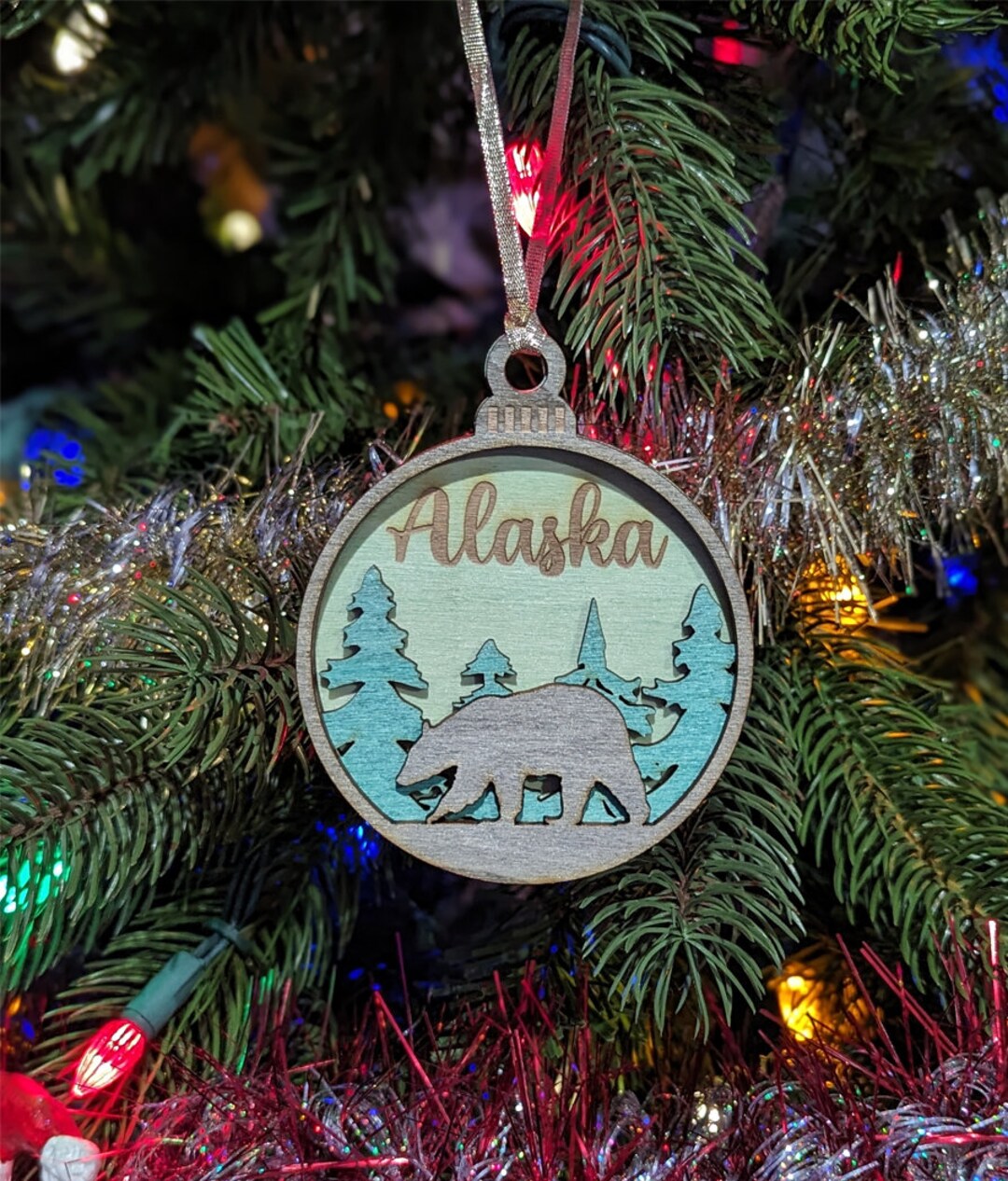 Alaska Black Bear Layered Art Christmas Ornament - Etsy