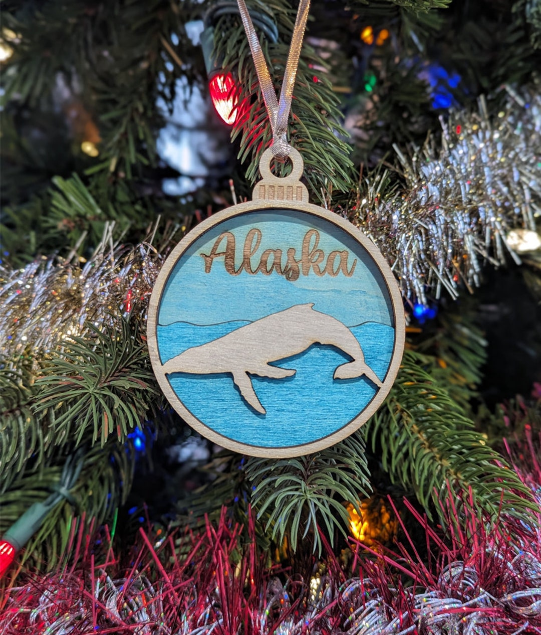 Alaska Humpback Whale Layered Art Christmas Ornament - Etsy