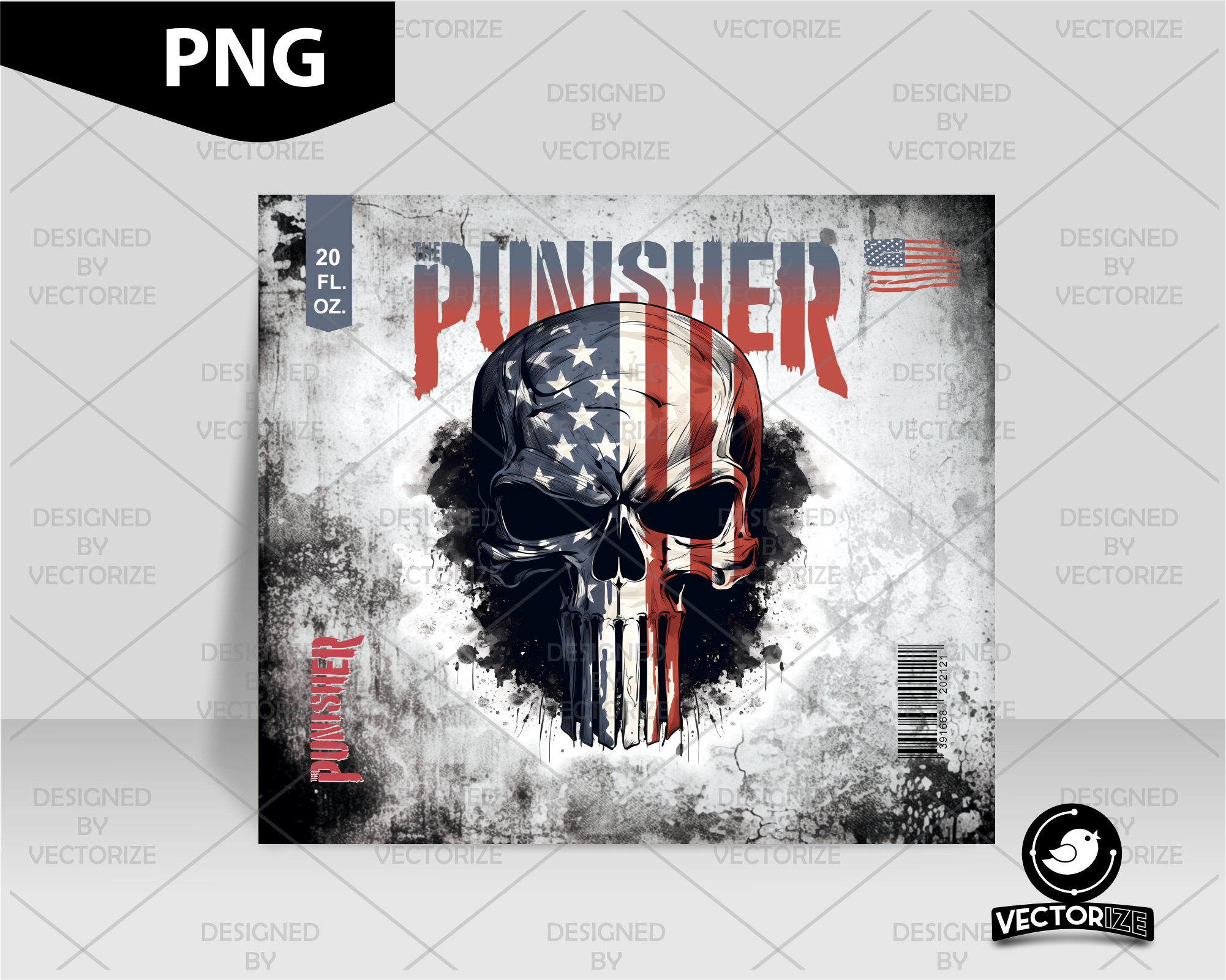 Punisher Design for Tumbler, Punisher Sublimation Wrap, Punisher ...