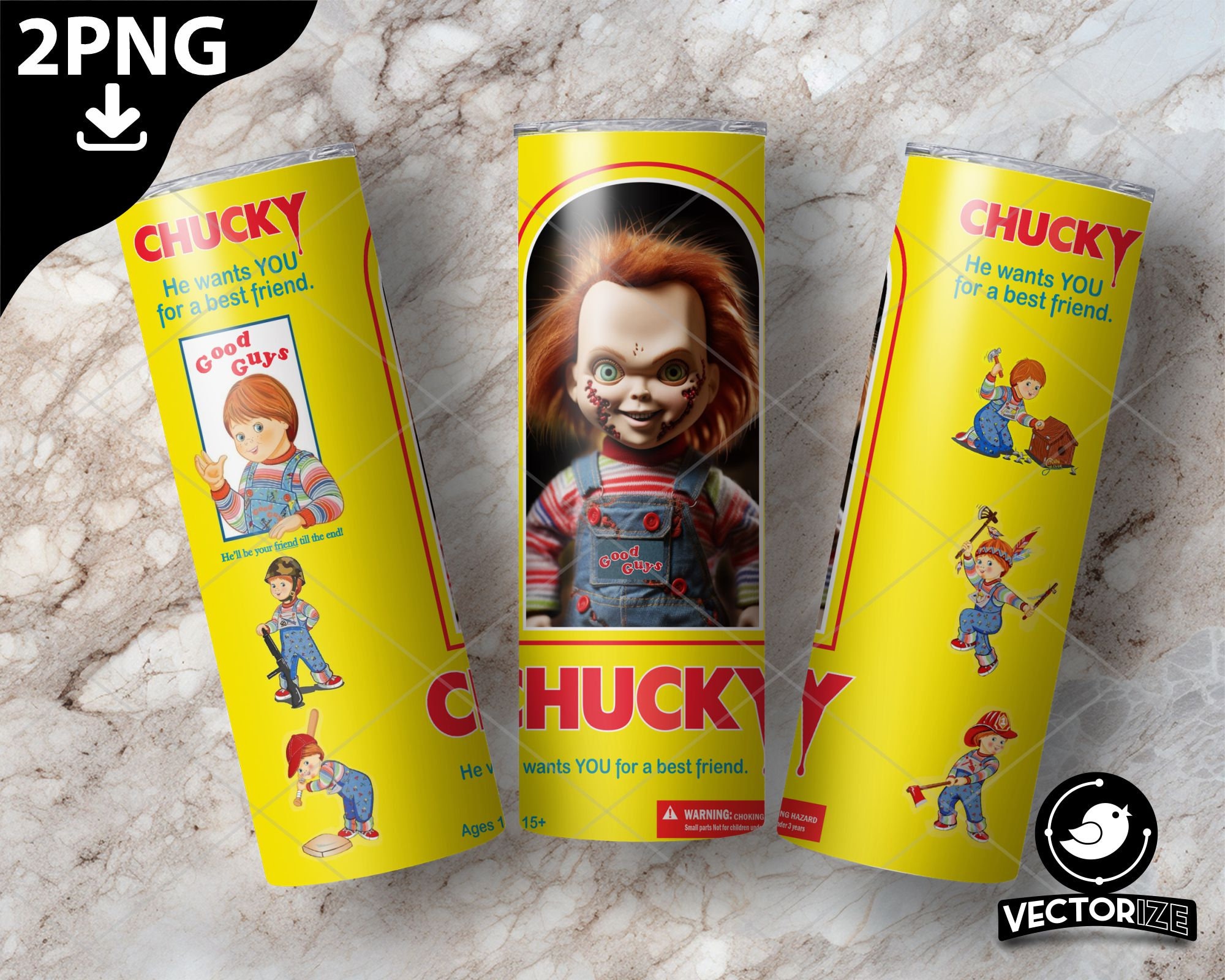 Chucky Tumbler Wrap 2 PNG, Chucky Toy Packaging, Chucky Sublimation ...