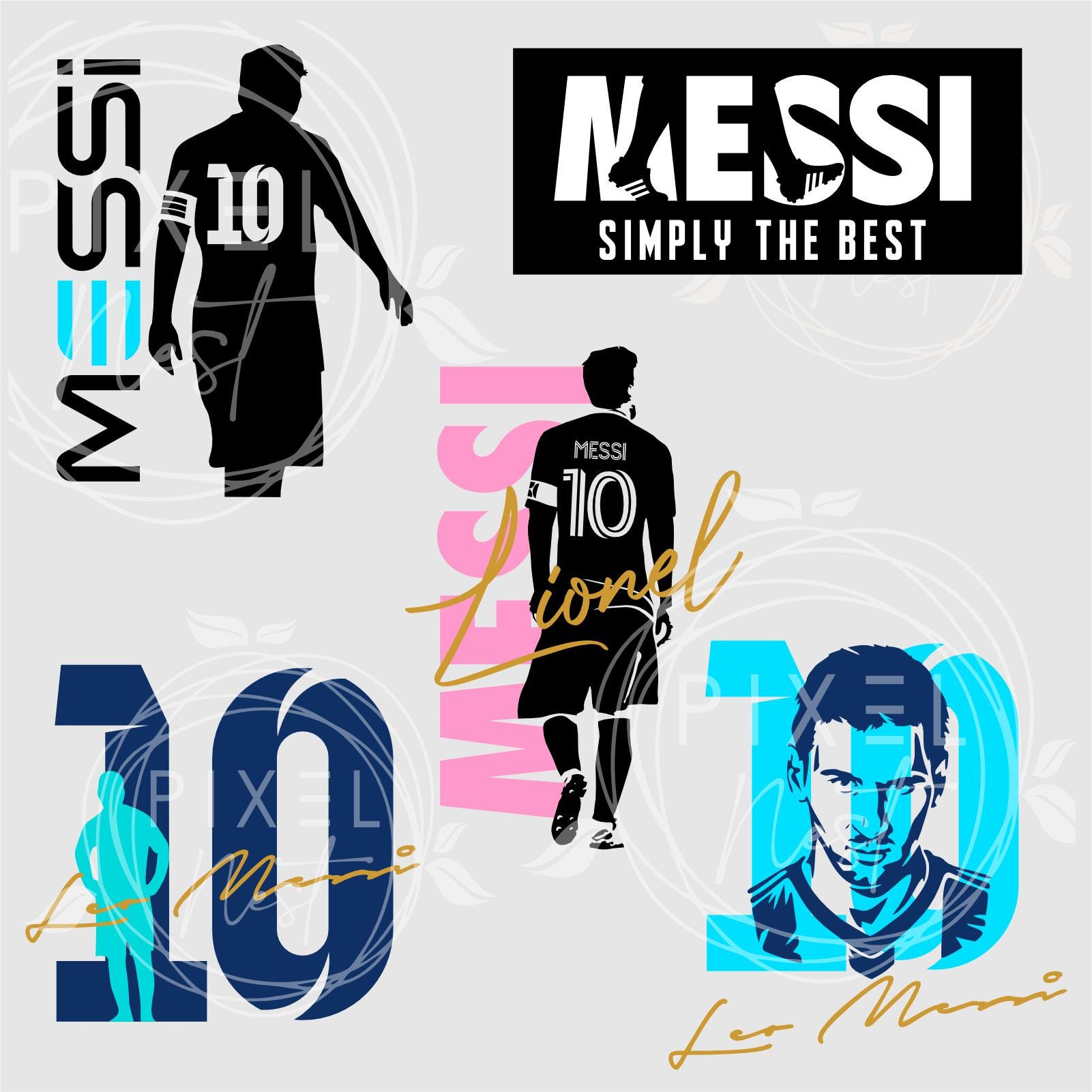 Lionel Messi 10 Svg, Bundle of International Club Logo's and Number 10 ...