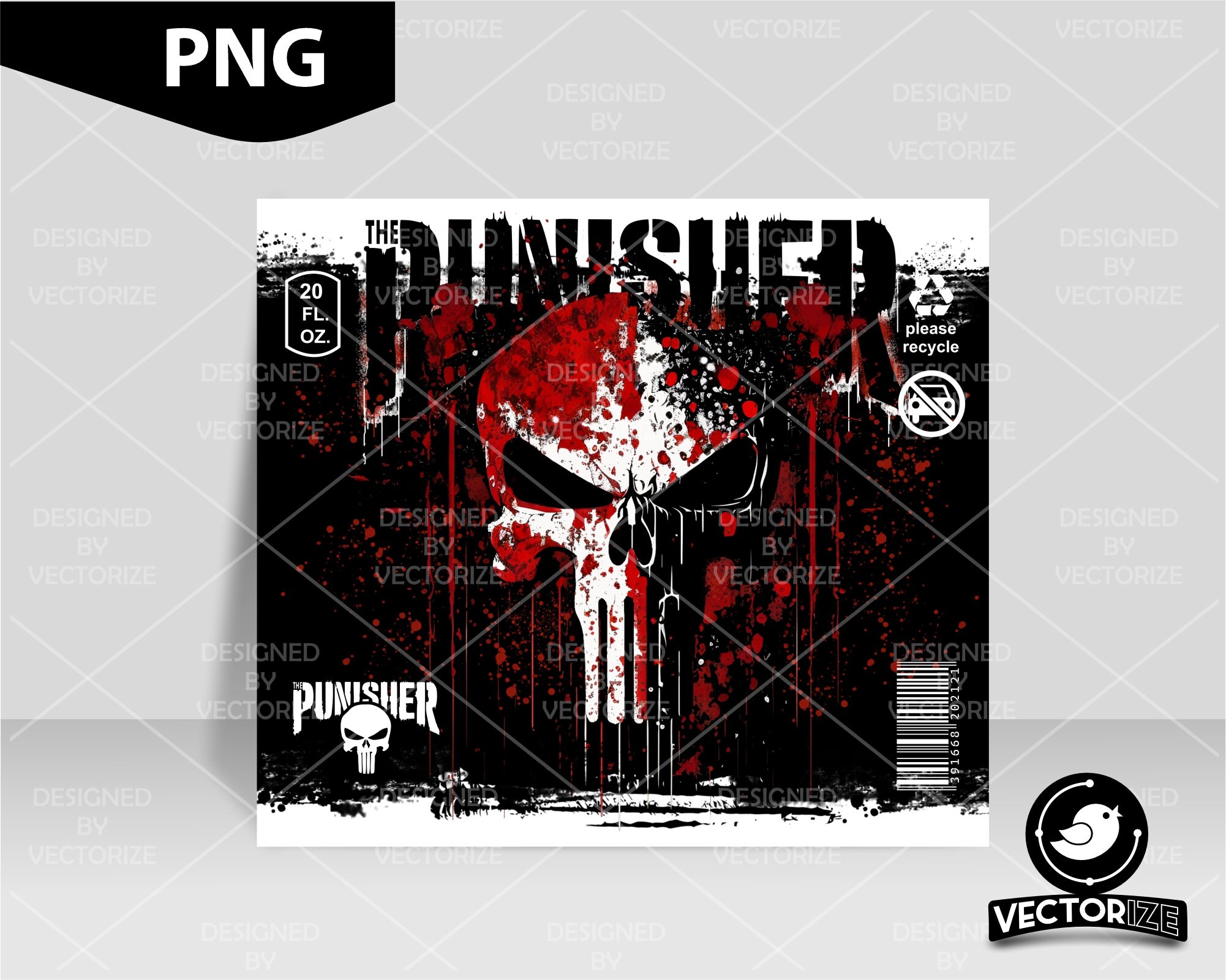 Punisher Design for Tumbler, Punisher Wrap for Sublimation, Punisher ...