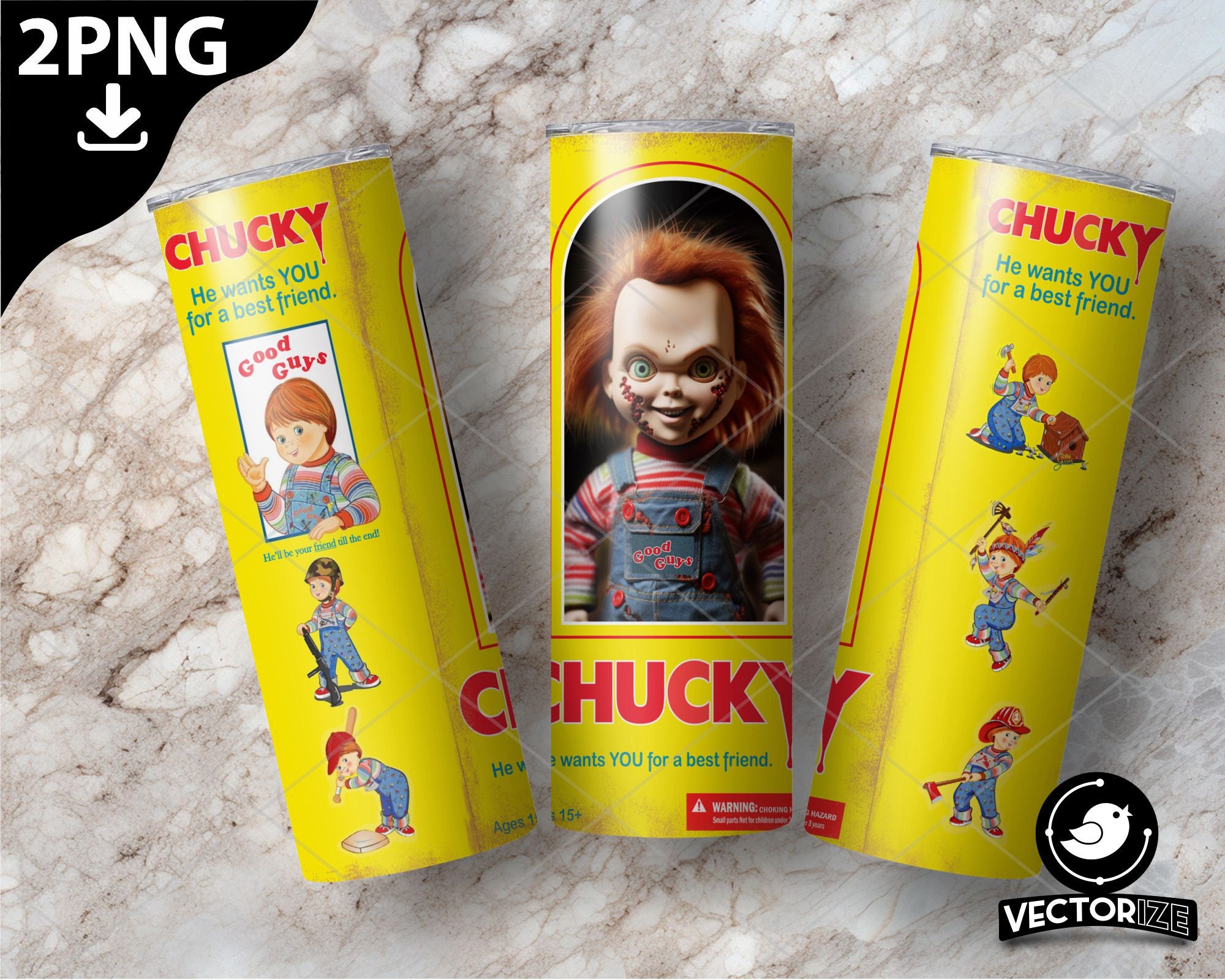 Chucky Tumbler Wrap 2 PNG, Chucky Toy Packaging, Chucky Sublimation ...
