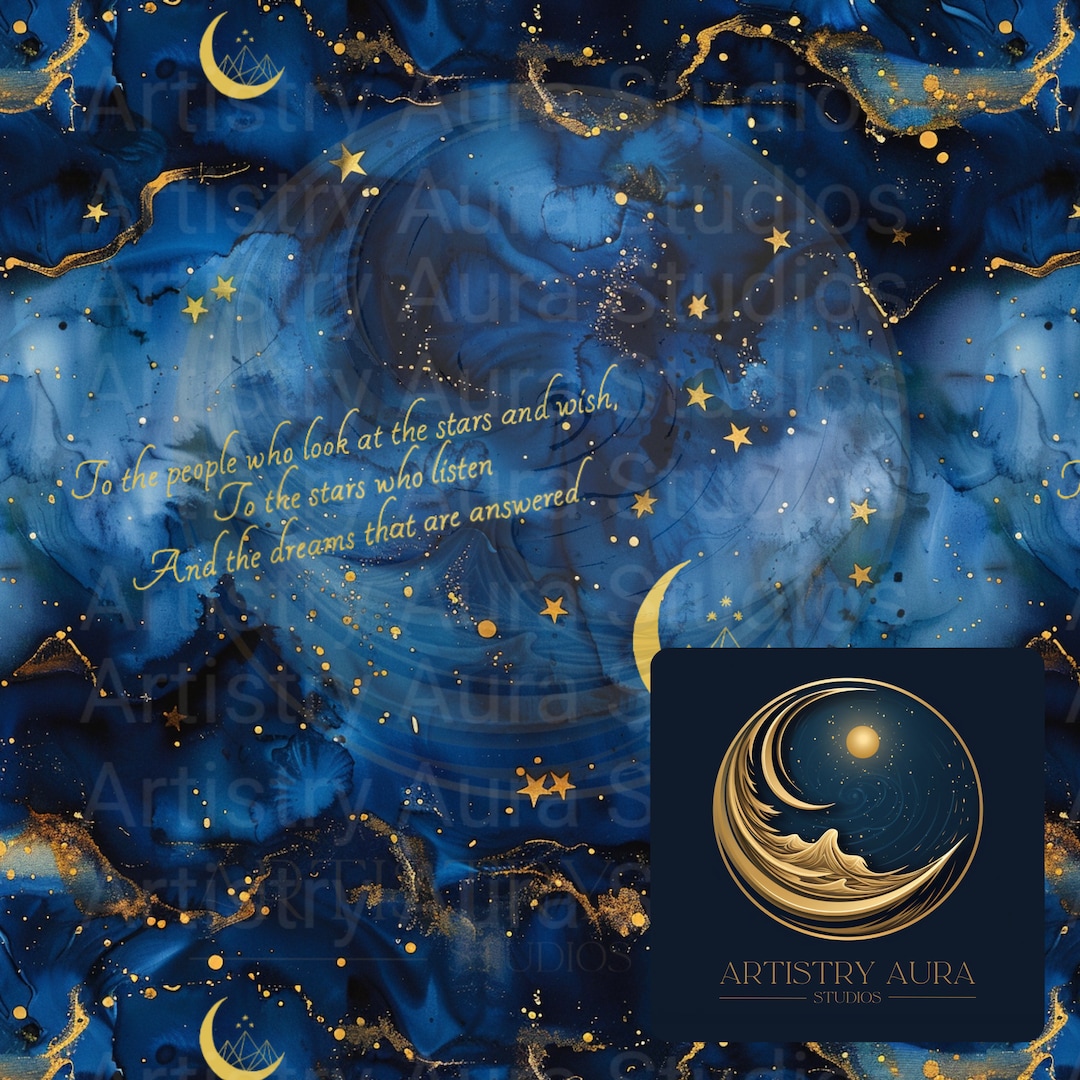 Acotar Stars and Moon Seamless Digital Image - Cosmic Art for Prints ...