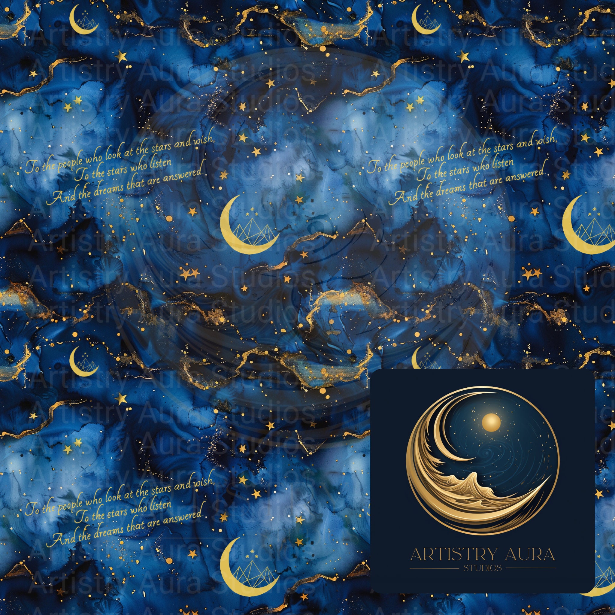 Acotar Stars and Moon Seamless Digital Image Cosmic Art for Prints and ...