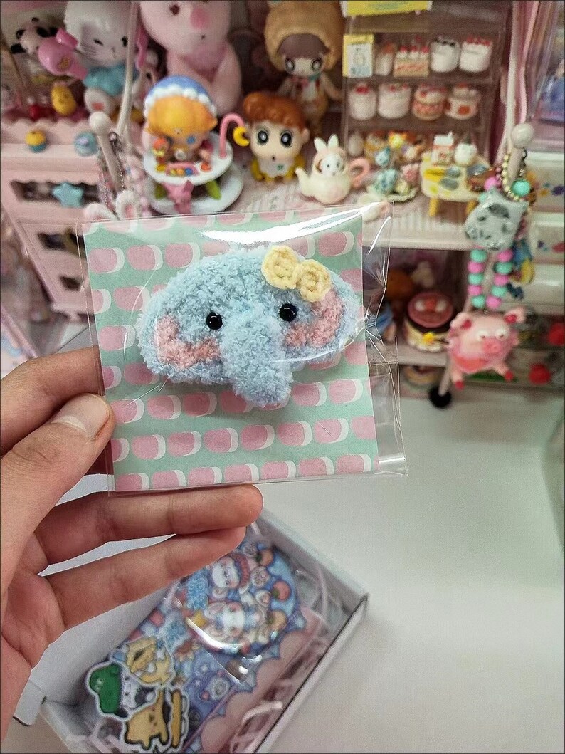 Adorable Hand Braided Blue Elephant Hair Clip Large Animal Shape Hair ...
