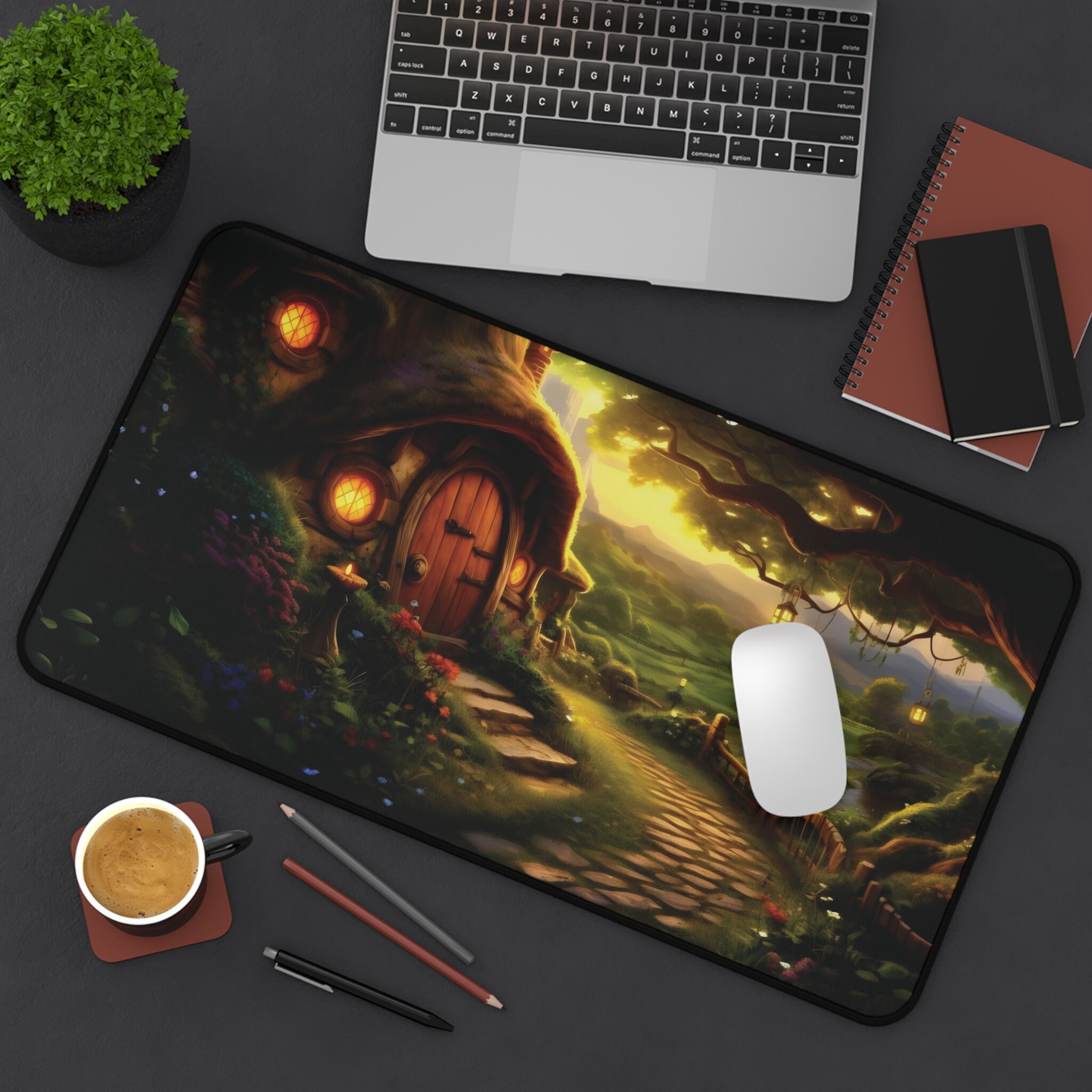 Cottage Core Pattern Art Large Desk Mat, Keyboard and Mouse Mat, Extra ...