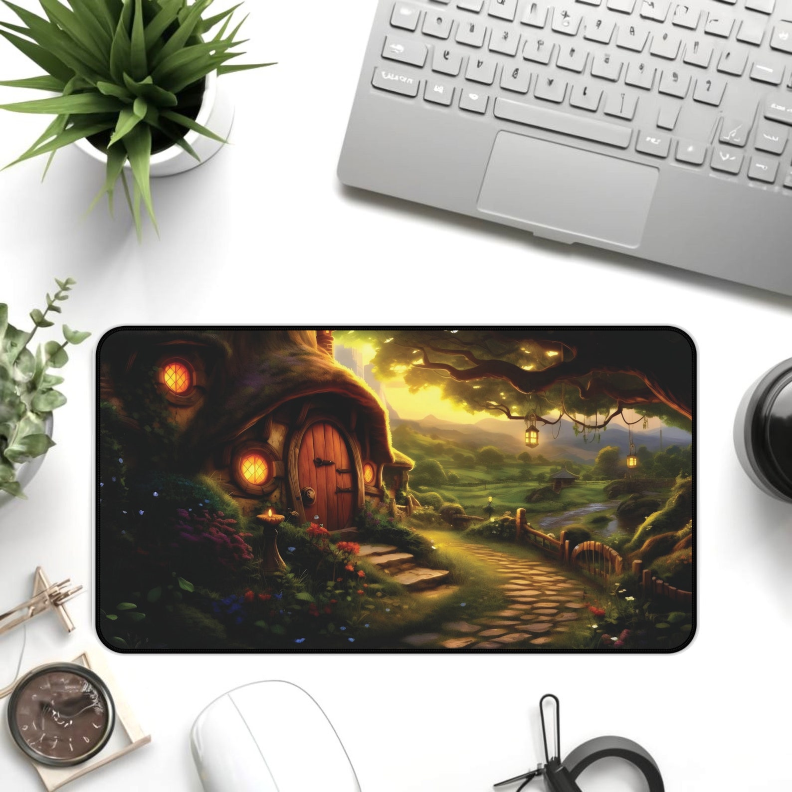 Cottage Core Pattern Art Large Desk Mat, Keyboard and Mouse Mat, Extra ...