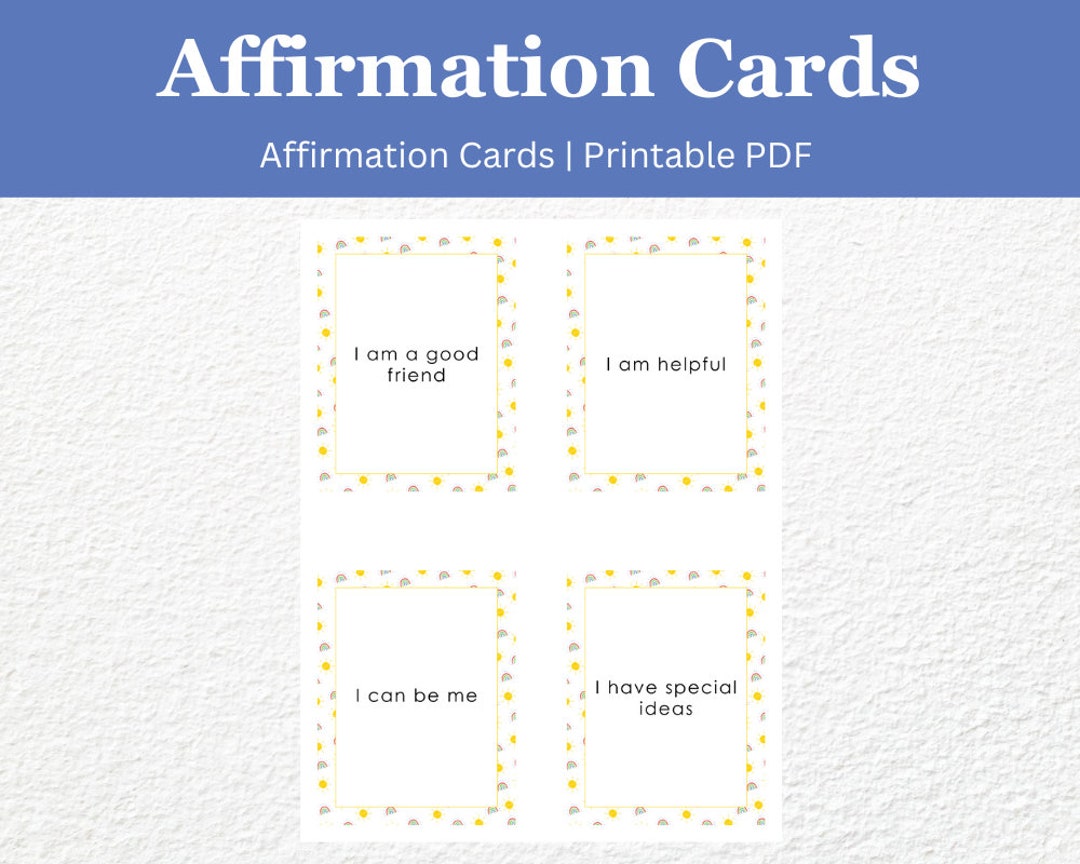 Positive Affirmation Cards for Kids, Encouragement Cards, Daily Self ...