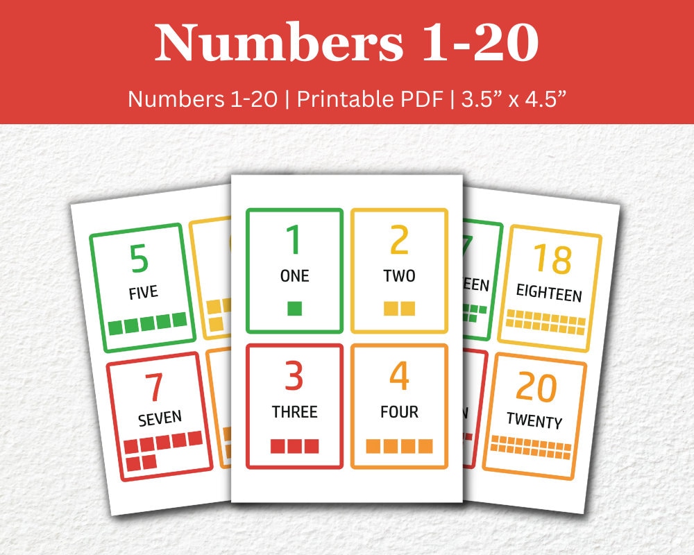Tarjetas flash numéricas para niños, tarjetas imprimibles de conteo ...