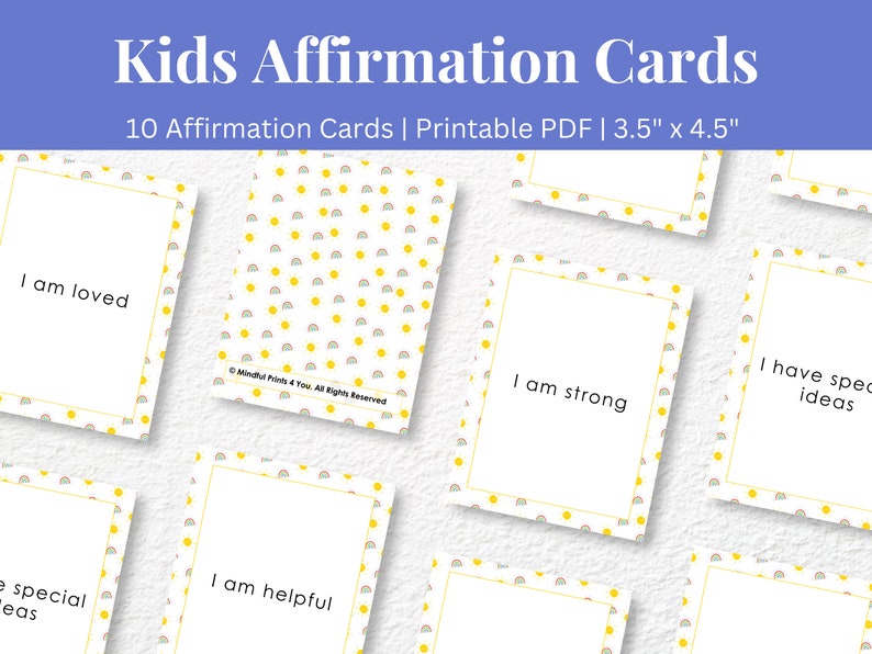 Positive Affirmation Cards for Kids, Encouragement Cards, Daily Self ...