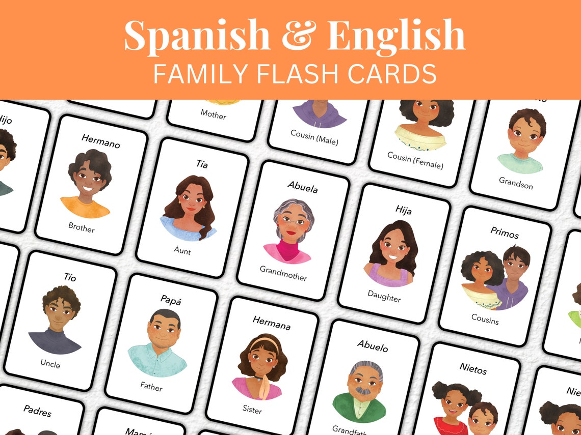 Spanish Flashcards Printable Family Members, Flashcards in Spanish ...
