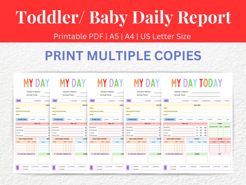 Toddler Daily Log for Daycare, Printable Babysitter Log, Editable ...