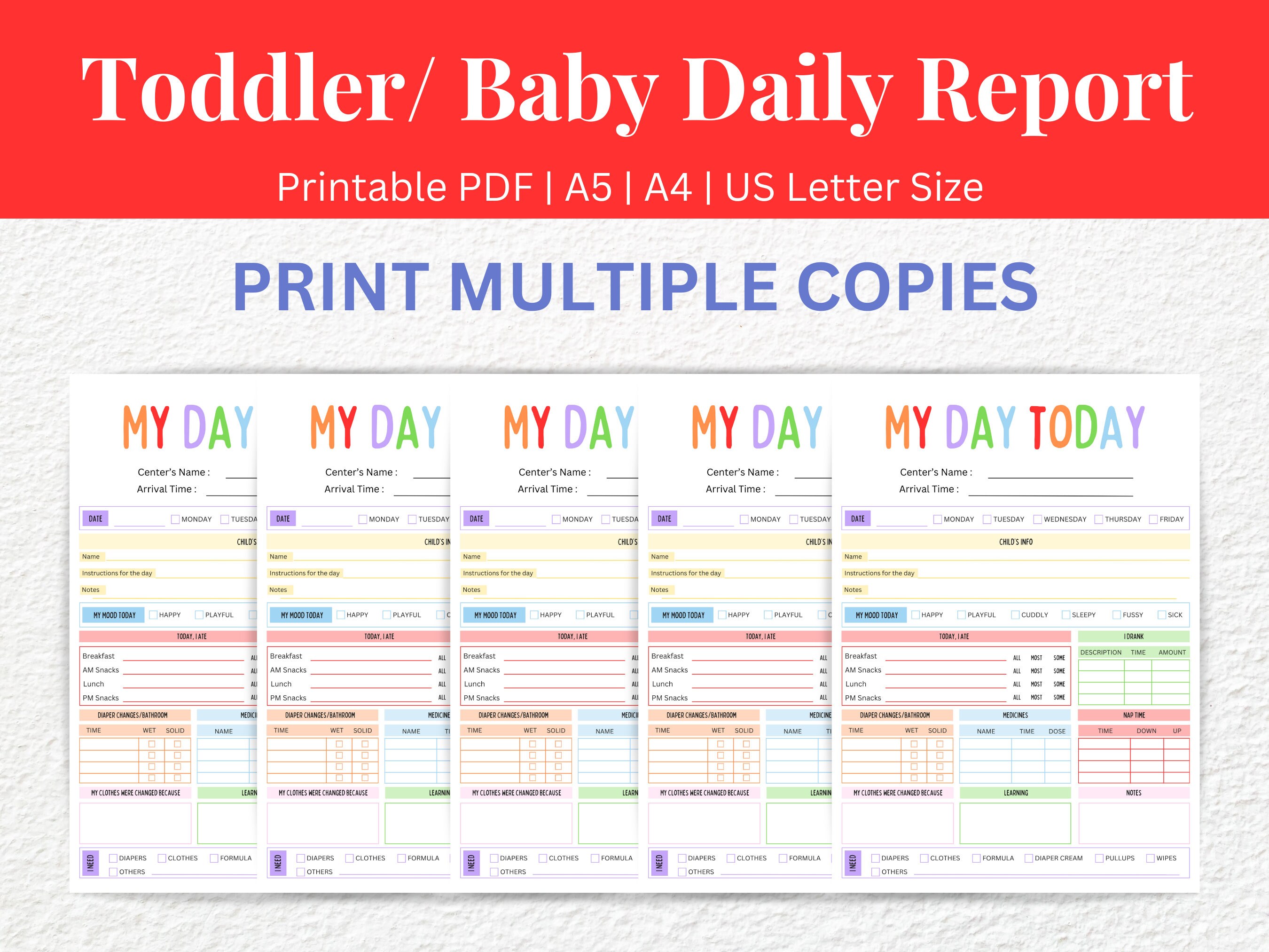 Toddler Daily Log for Daycare, Printable Babysitter Log, Editable ...