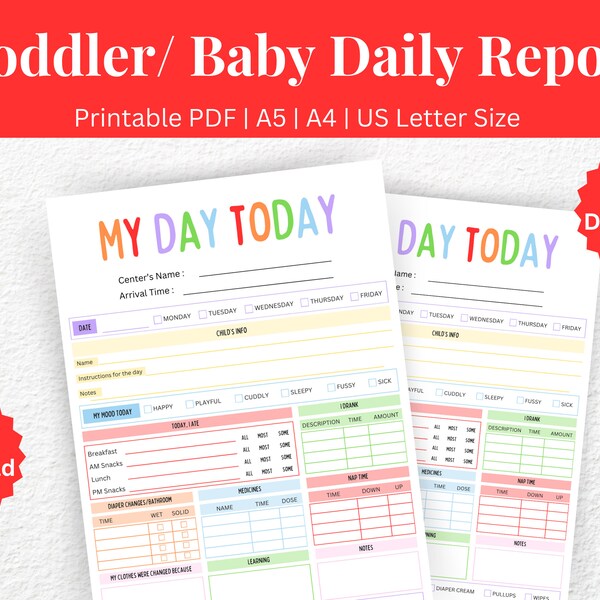 Toddler Daily Report - Etsy