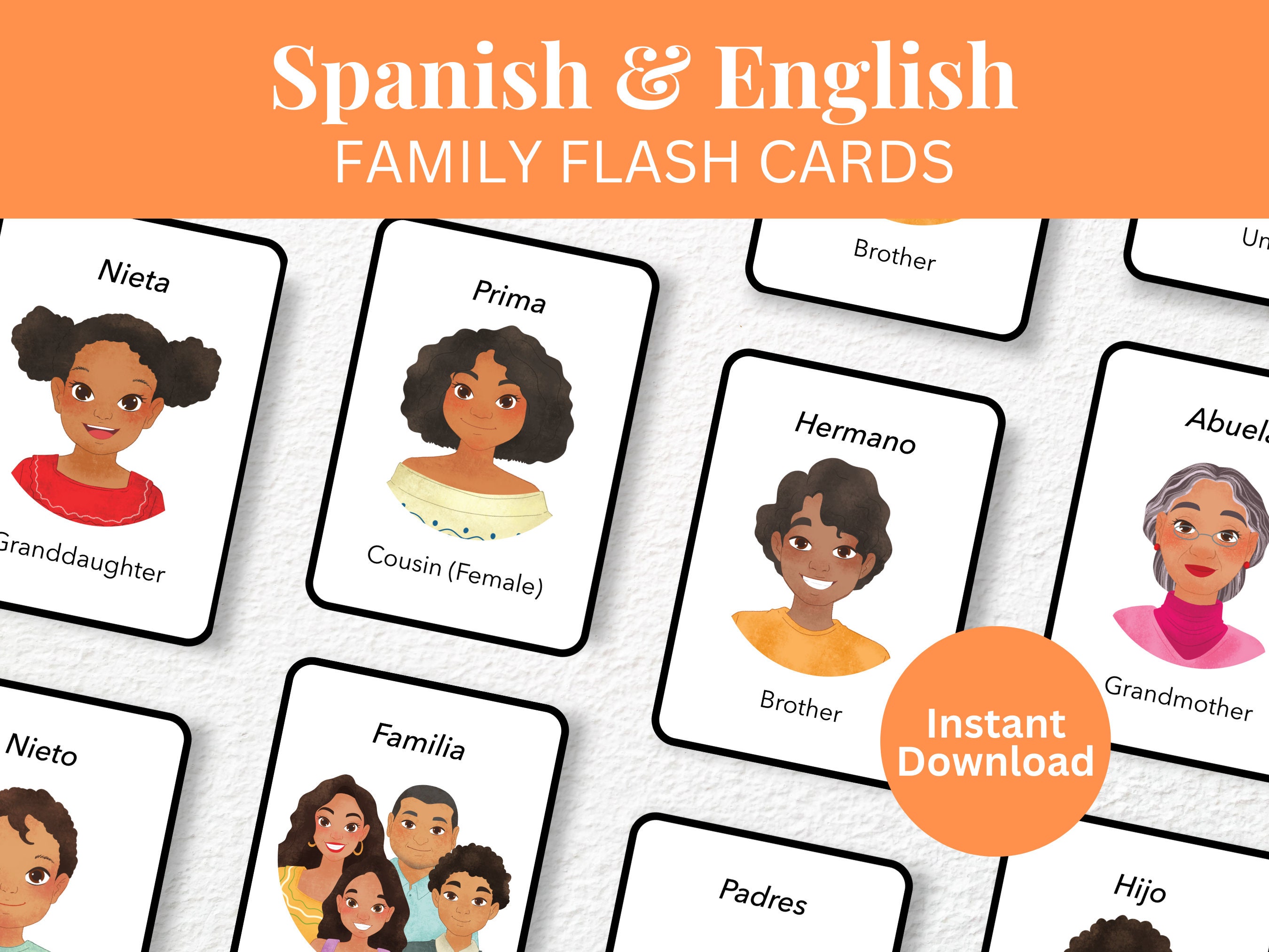 Spanish Flashcards Printable Family Members, Flashcards in Spanish ...