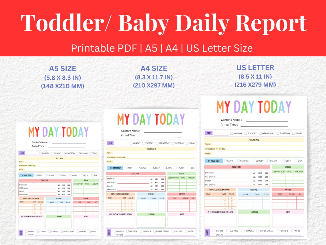 Toddler Daily Log for Daycare, Printable Babysitter Log, Editable ...