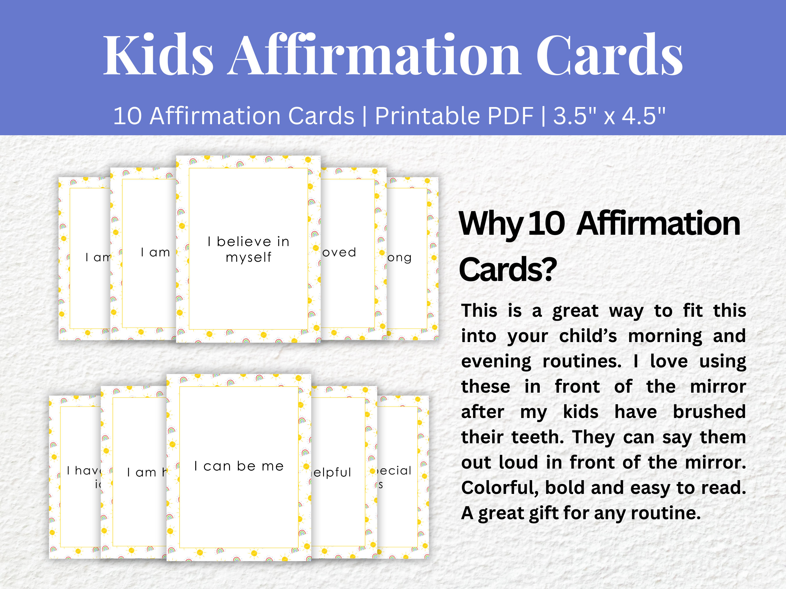Positive Affirmation Cards for Kids, Encouragement Cards, Daily Self ...