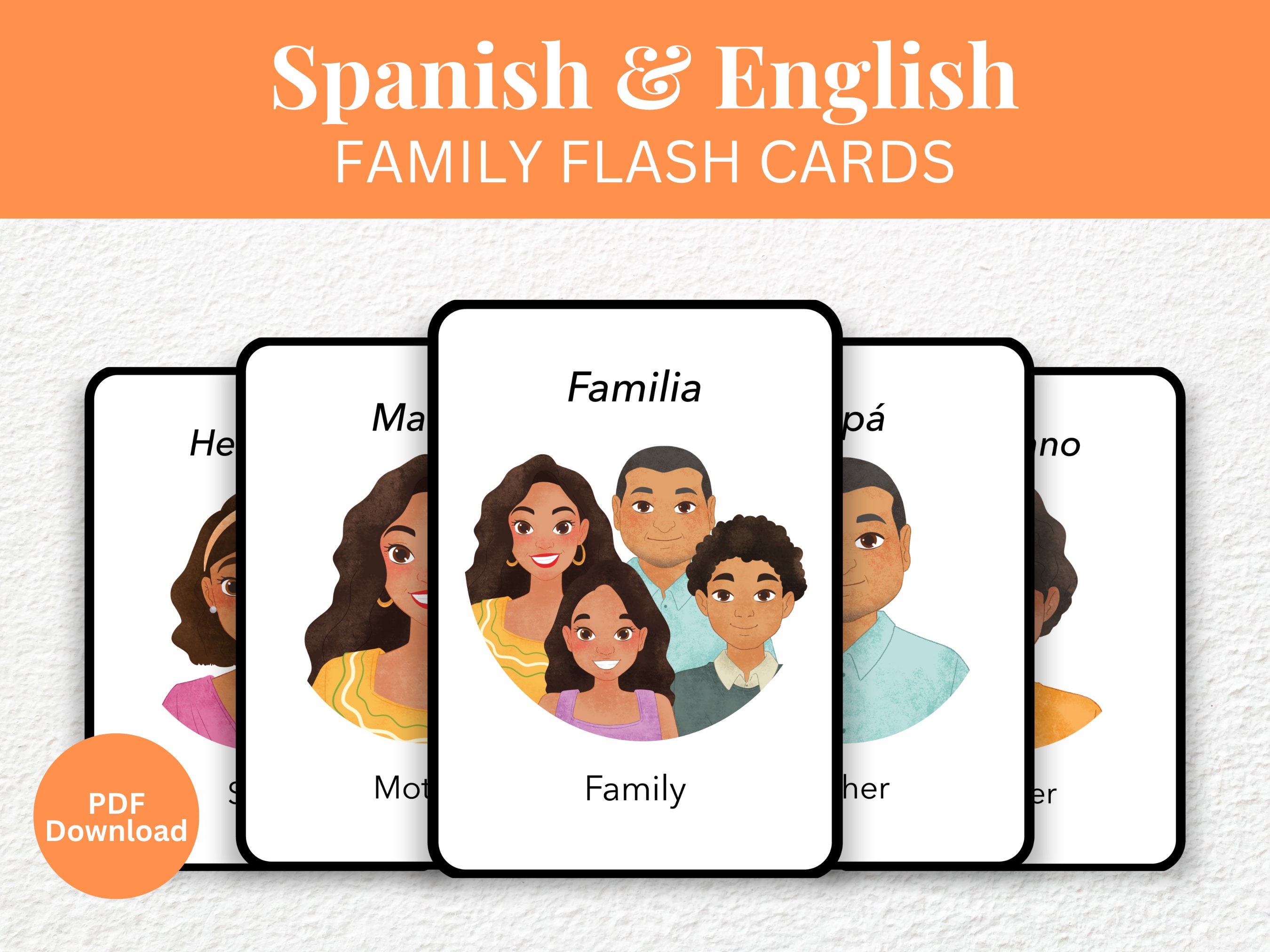 Spanish Flashcards Printable Family Members, Flashcards in Spanish ...