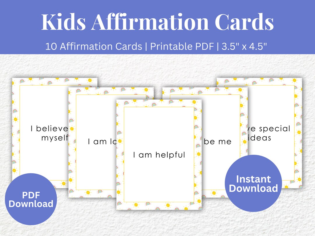 Positive Affirmation Cards for Kids, Encouragement Cards, Daily Self ...