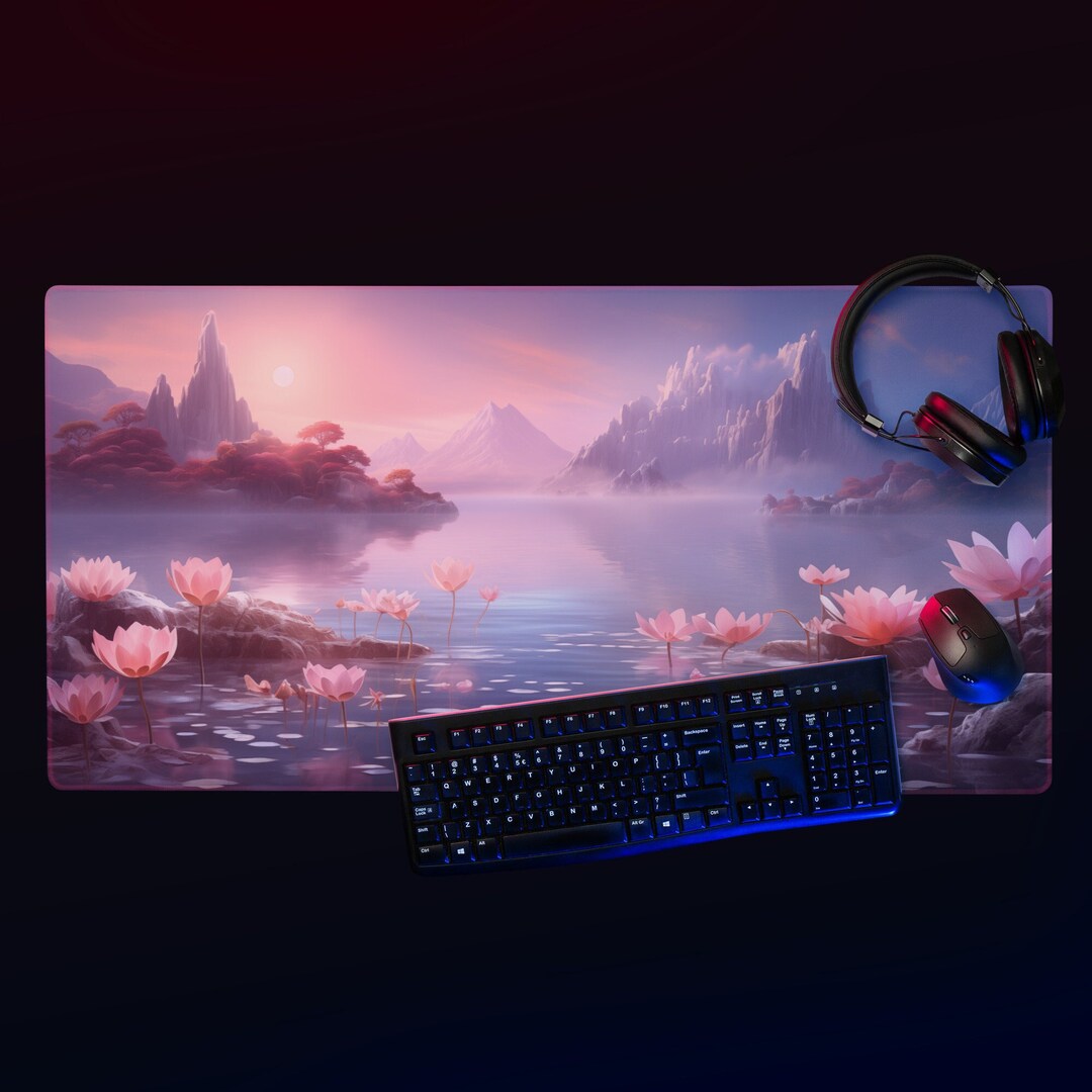 Festive Desk Mat, Pink Desk Mat, Lake Desk Mat, Lotus Desk Mat, Gaming ...