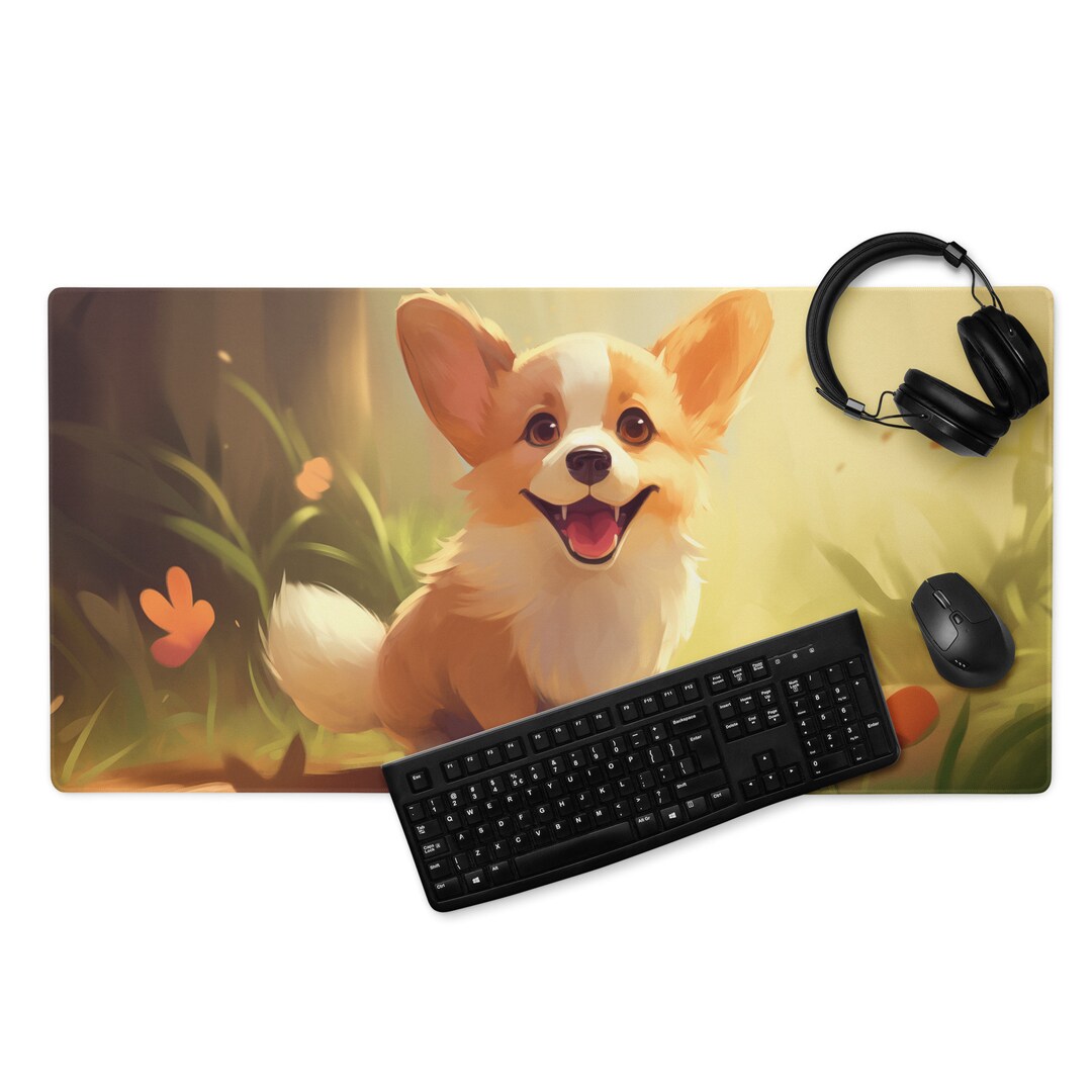 Cute Corgi Deskmat, Cute Dog Desk Mat, Cute Corgi Mousepad, Kawaii ...