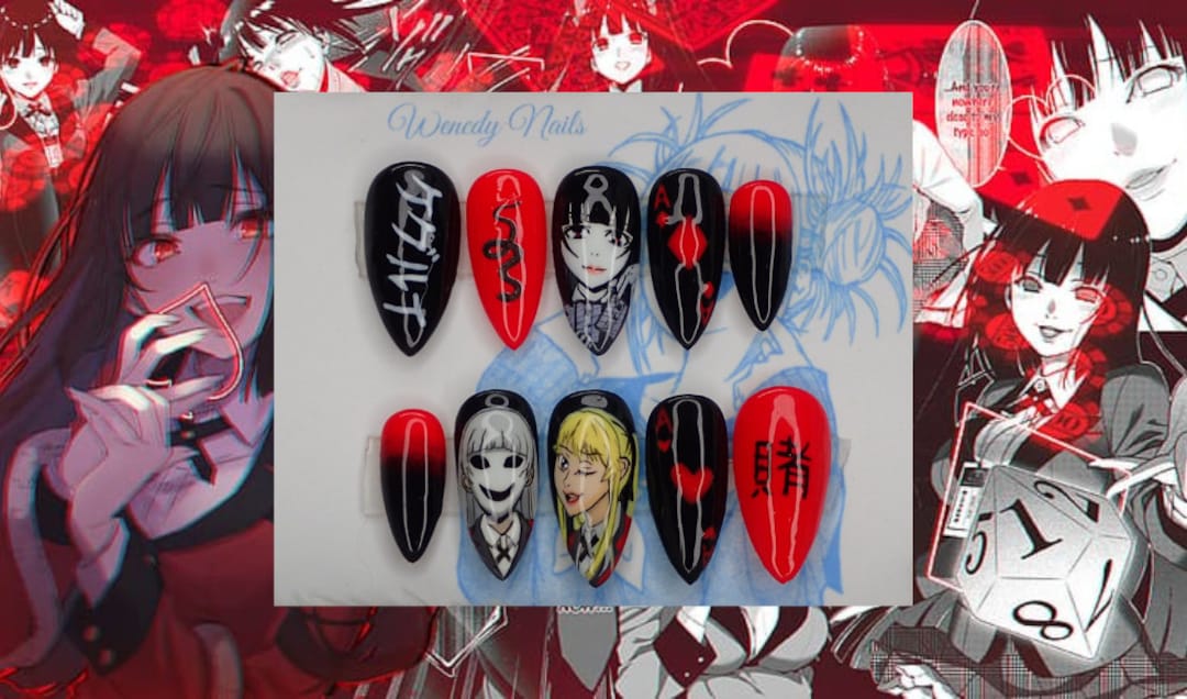 Gamble Pressons Anime Hand Painted Fake Nails Custom Press on Nails ...