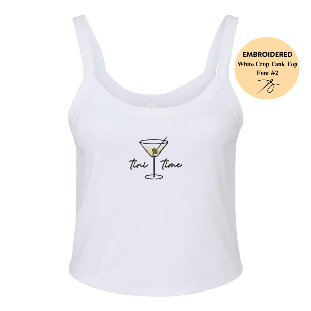 Tini Time Embroidered Tank Top: Martini Glass Design - Etsy